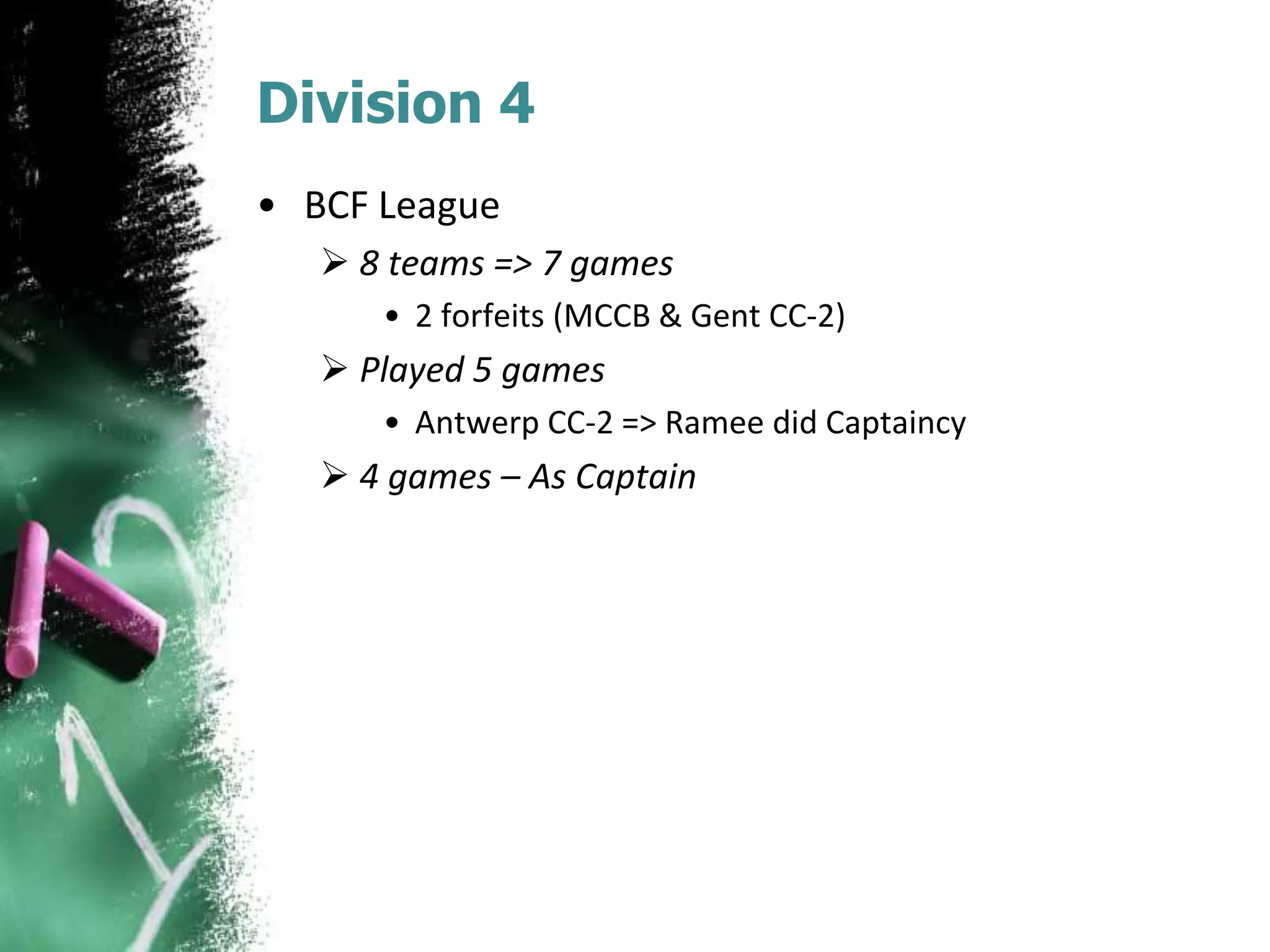 Division 4 Captains Report | PPTX | Cricket | Sports