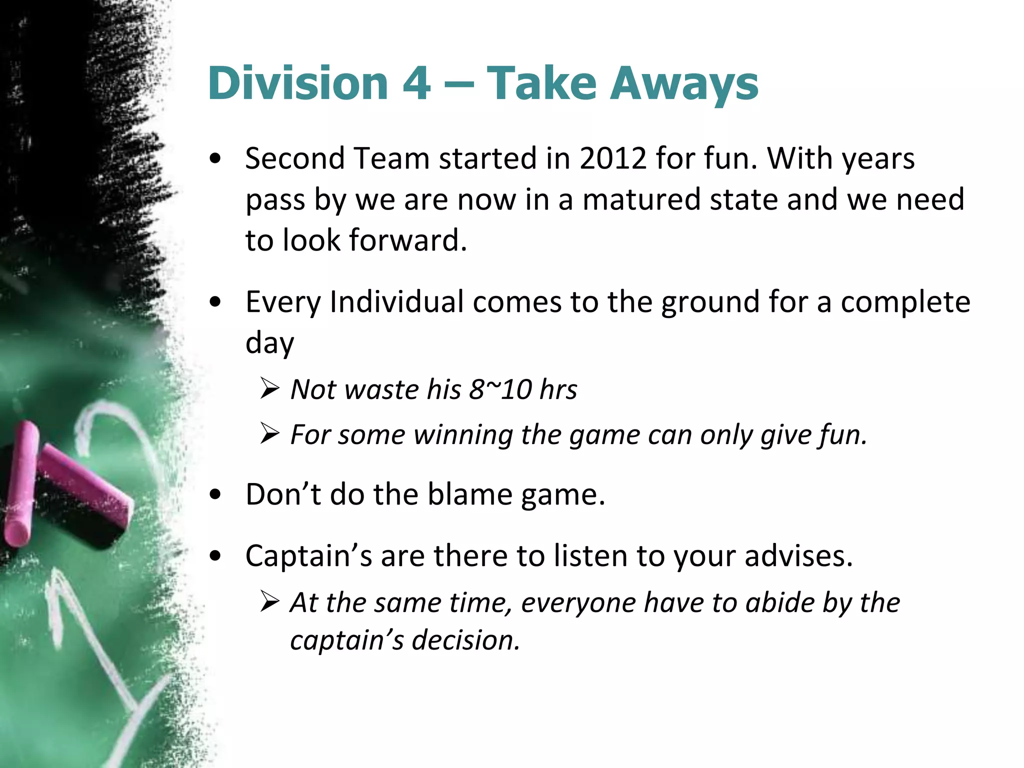 Division 4 Captains Report | PPTX | Cricket | Sports