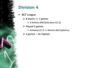 Division 4 Captains Report | PPTX | Cricket | Sports