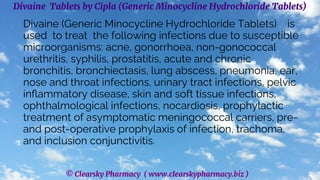 Divaine Tablets by Cipla (Generic Minocycline Hydrochloride Tablets) | PDF