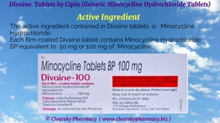 Divaine Tablets by Cipla (Generic Minocycline Hydrochloride Tablets) | PDF
