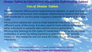 Divaine Tablets by Cipla (Generic Minocycline Hydrochloride Tablets) | PPT