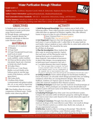 Water Filtration through Purification Lesson | PDF