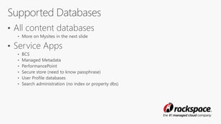 Dive into Microsoft SharePoint Server 2016 Upgrade, Migration and beyond | PPTX | Databases ...