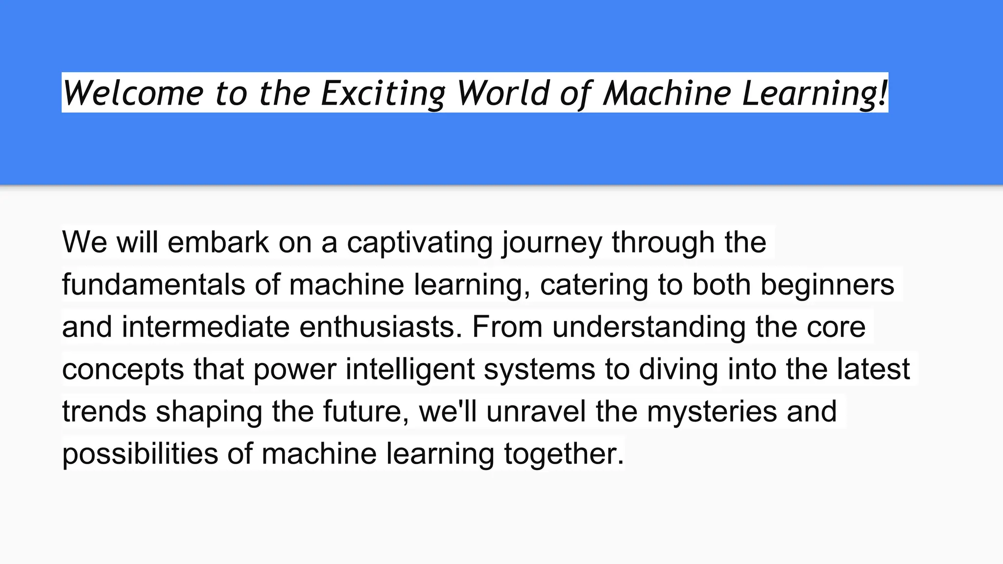 Dive into Machine Learning Event--MUGDSC | PPT