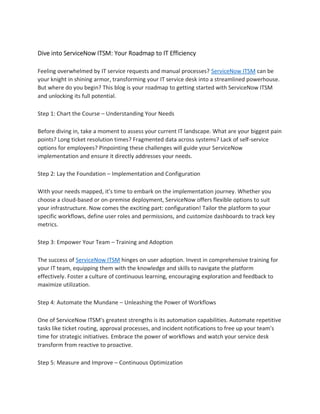 Dive into ServiceNow ITSM Your Roadmap to IT Efficiency.pdf