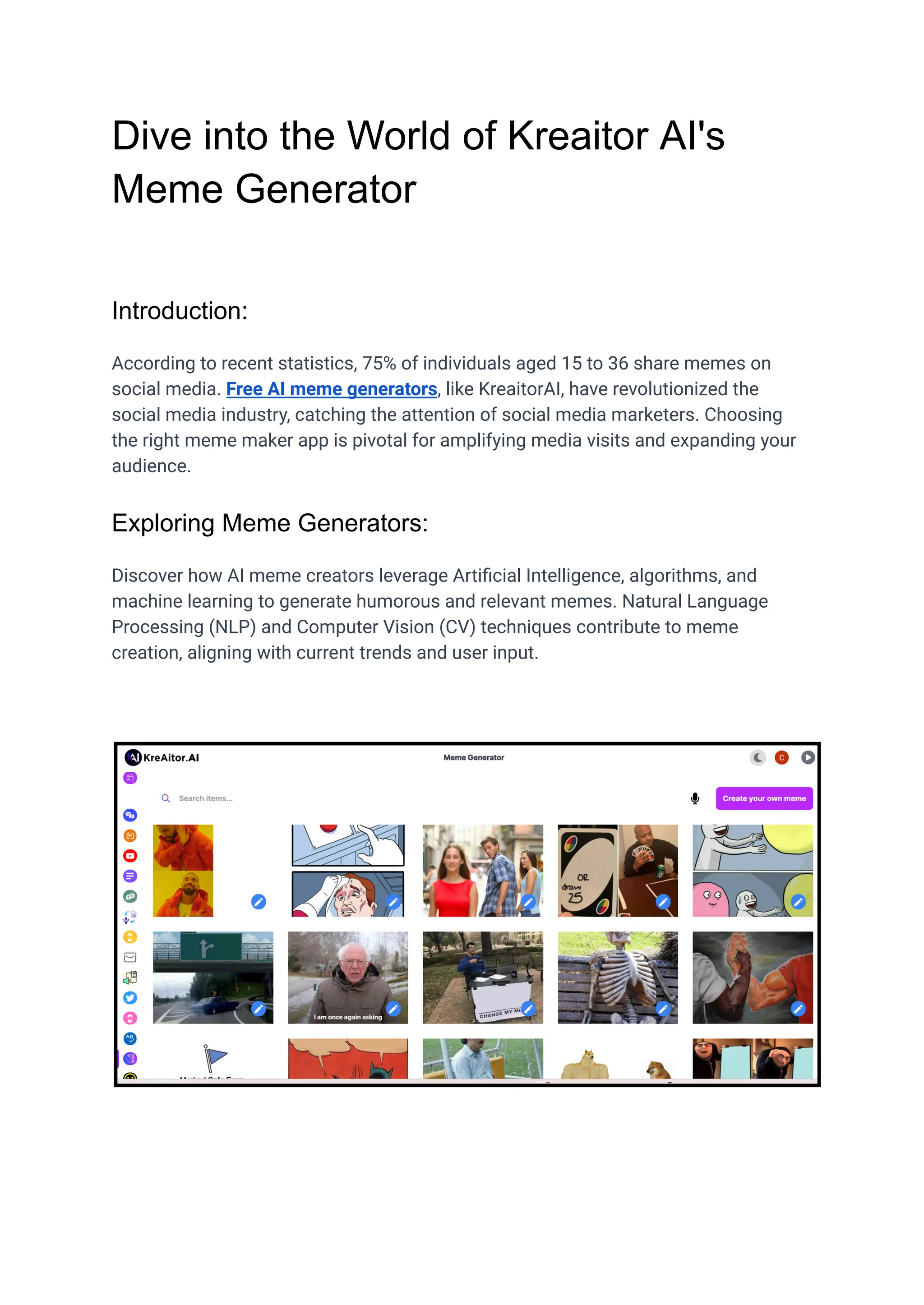 Dive into the World of Kreaitor AI's Meme Generator.pdf