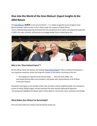 Dive into the World of the Gion Matsuri: Expert Insights & the 2022 ...