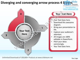 Diverging and converging arrow process 4 stages charts networks power ...