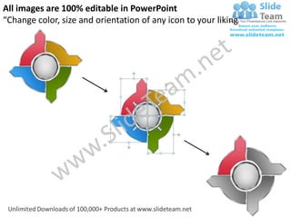 Diverging and converging arrow process 4 stages charts networks power ...