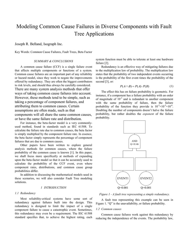 Diverse Common Cause Failures in Fault Tree Analysis | PDF