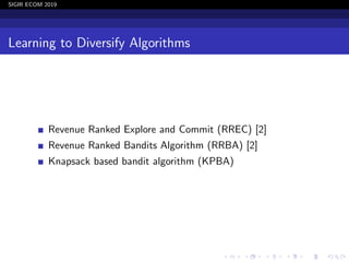 Learning to Diversify for E-commerce Search with Multi-Armed Bandit} | PPT