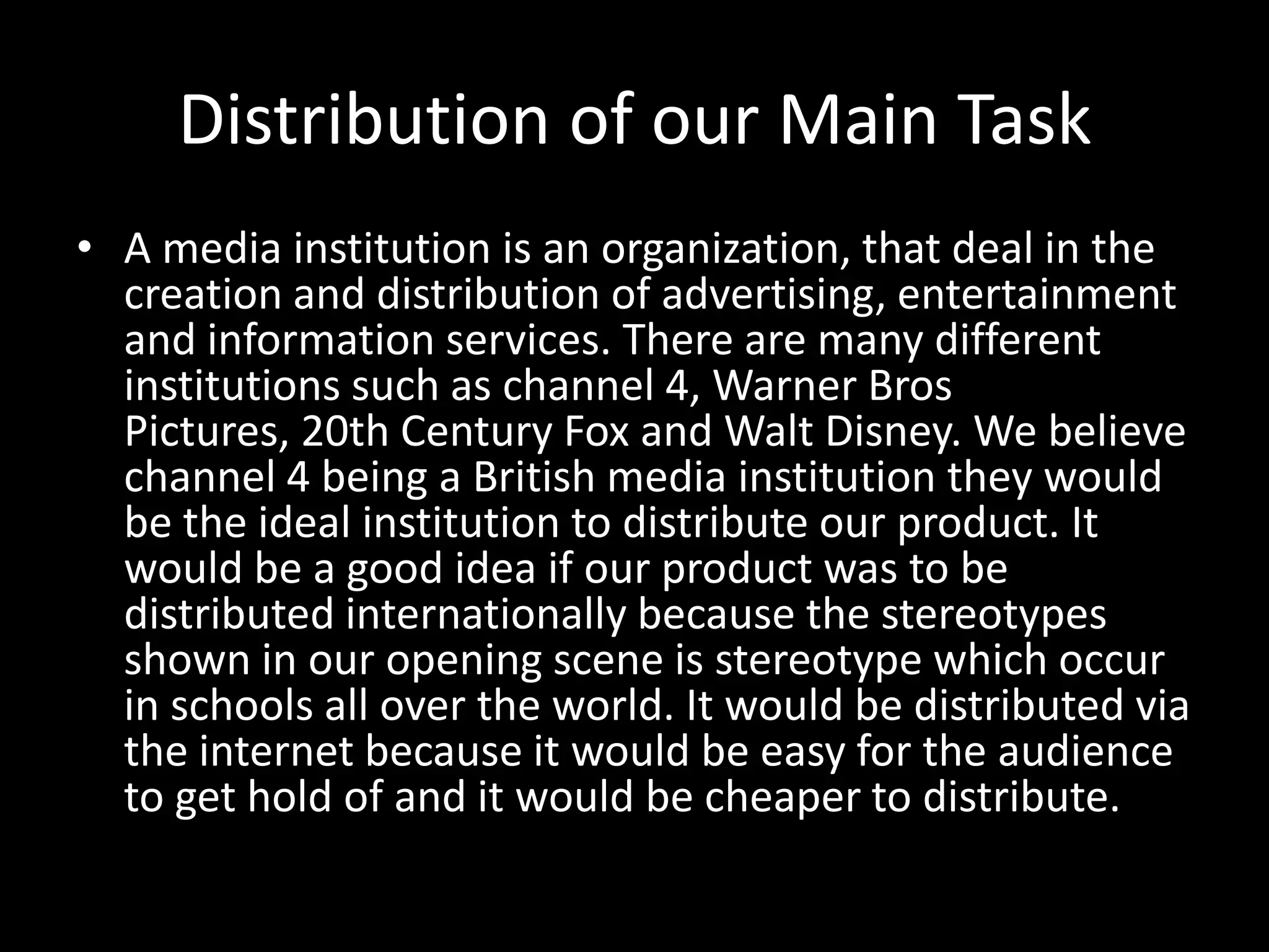 Distribution of our Main Task | PPTX