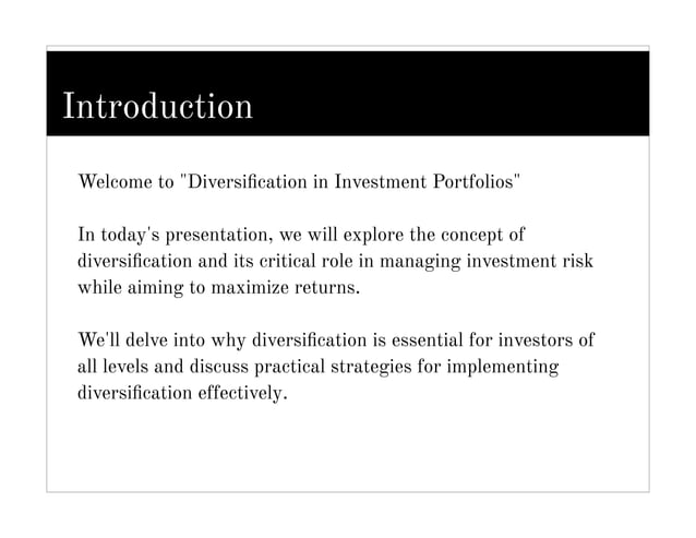 Diversification in Investment Portfolio.pdf | Stocks and Bonds ...