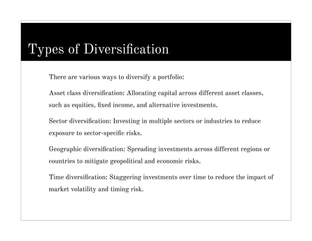 Diversification in Investment Portfolio.pdf | Stocks and Bonds ...