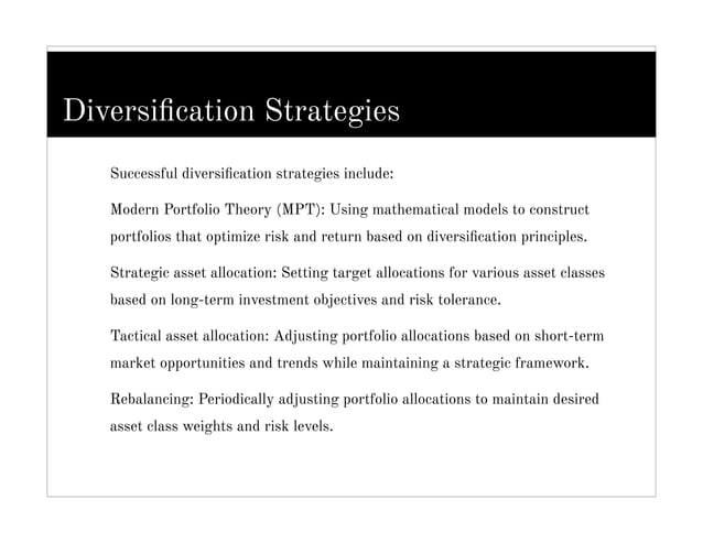Diversification in Investment Portfolio.pdf | Stocks and Bonds ...