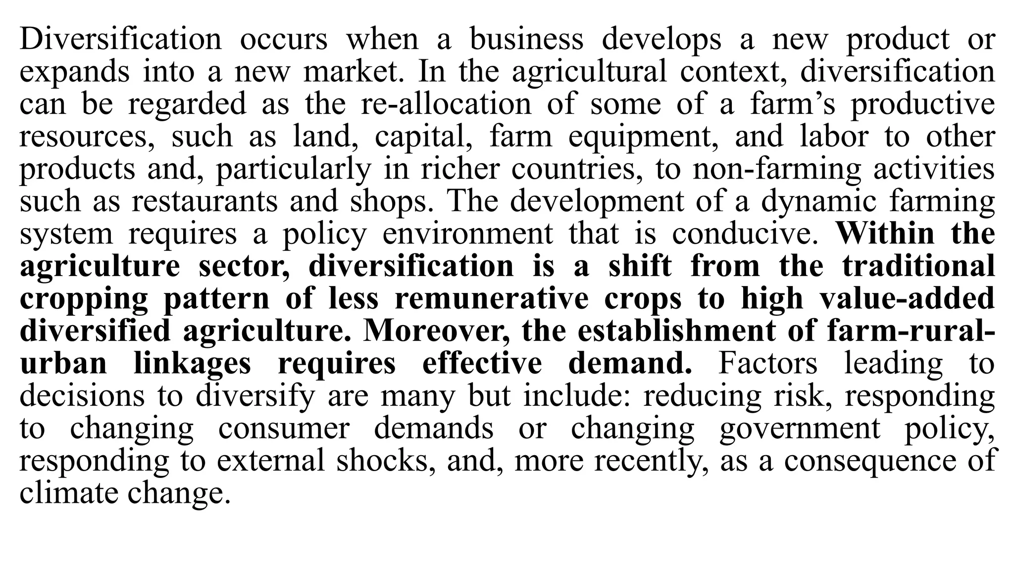 Diversification of agriculture production | PPTX