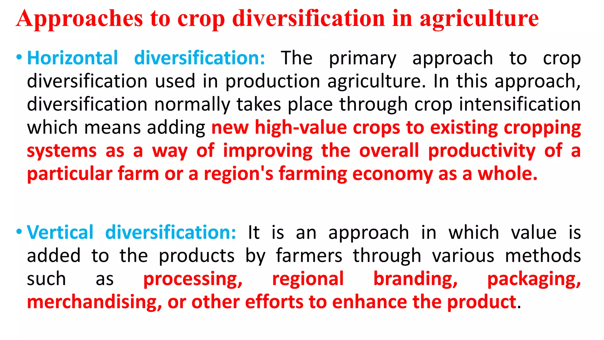Diversification of agriculture production | PPTX