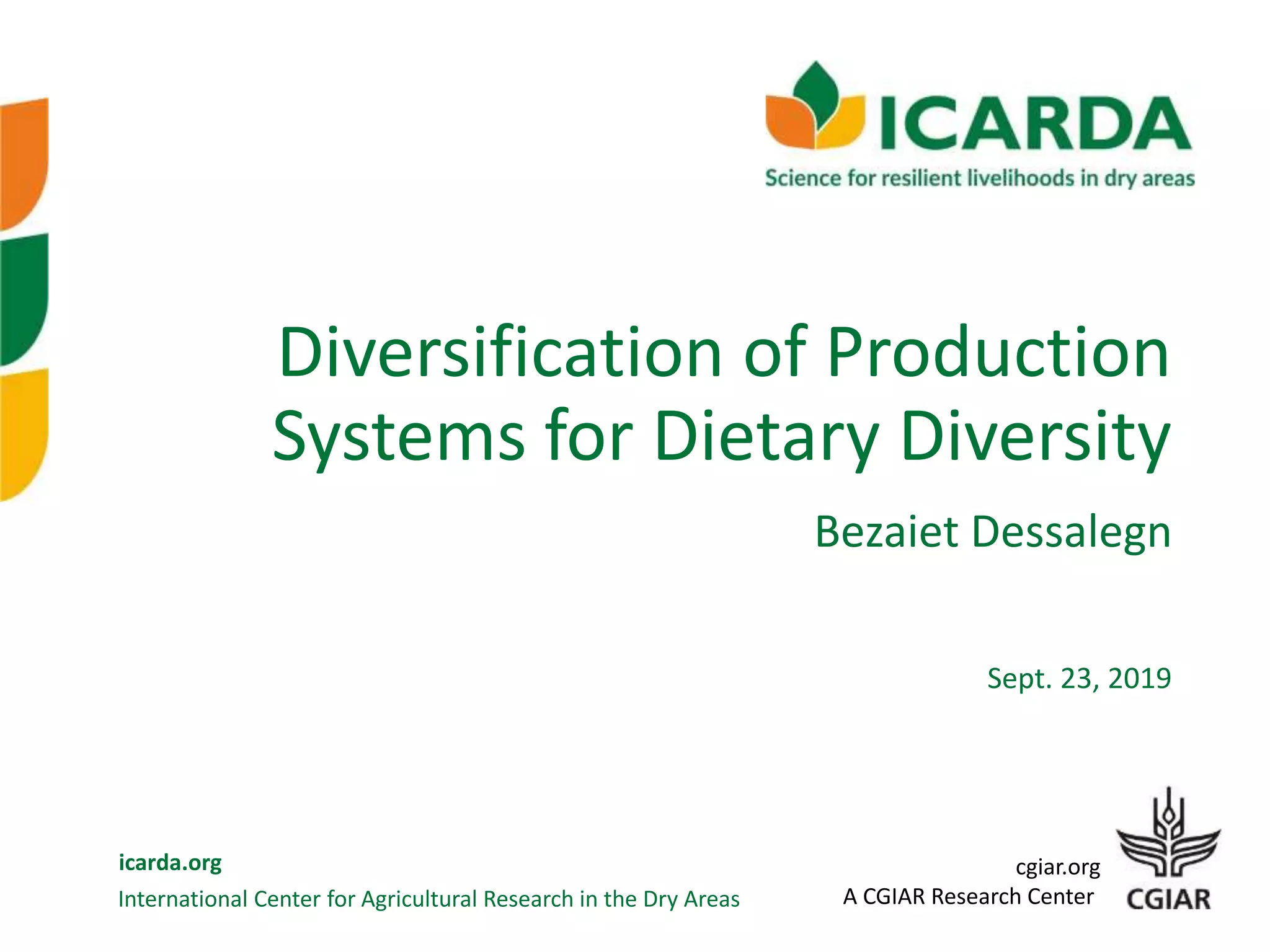 Diversification of production systems for dietary diversity | PPT