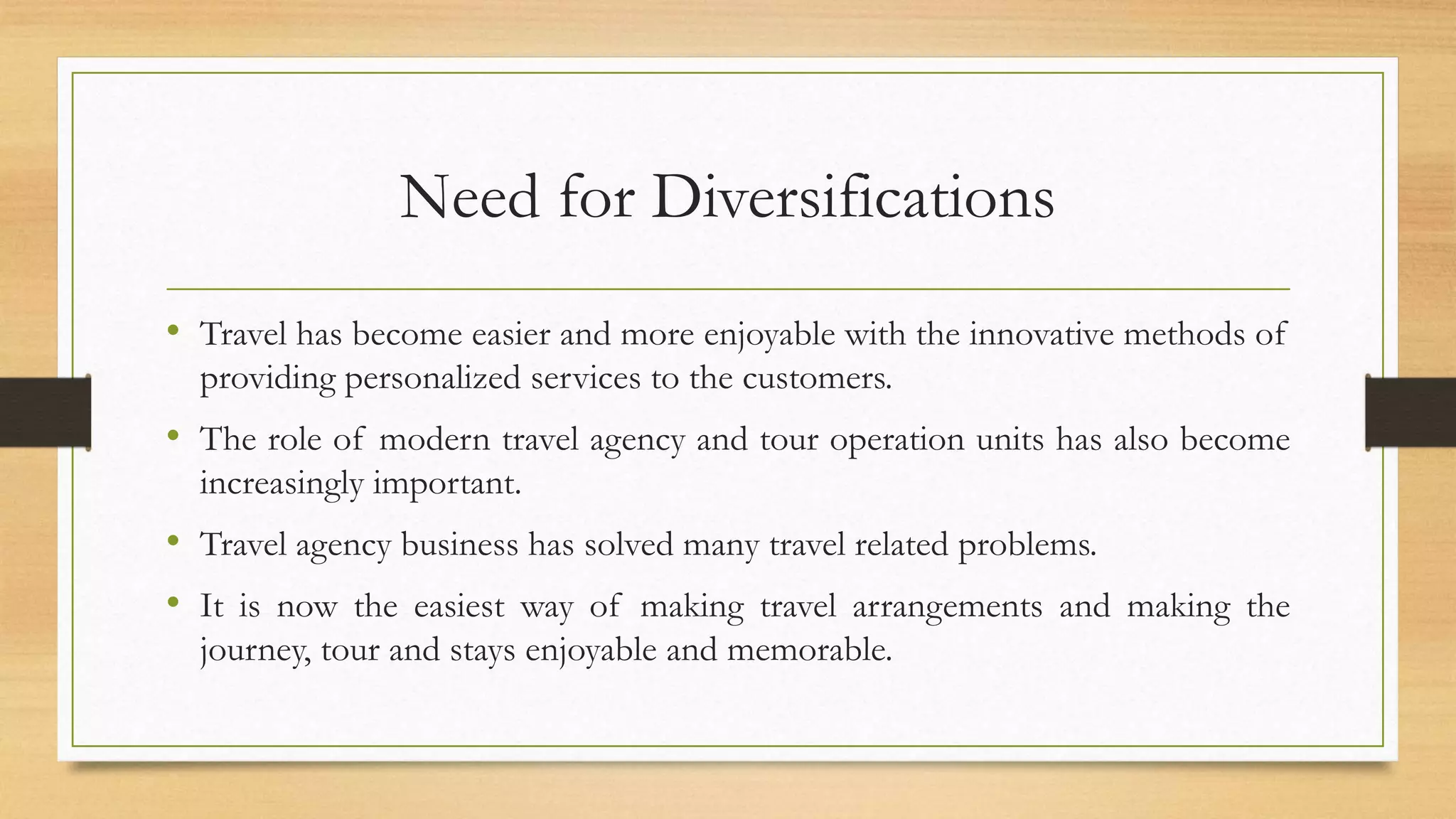 Diversification of travel agency and tour operation business | PPTX
