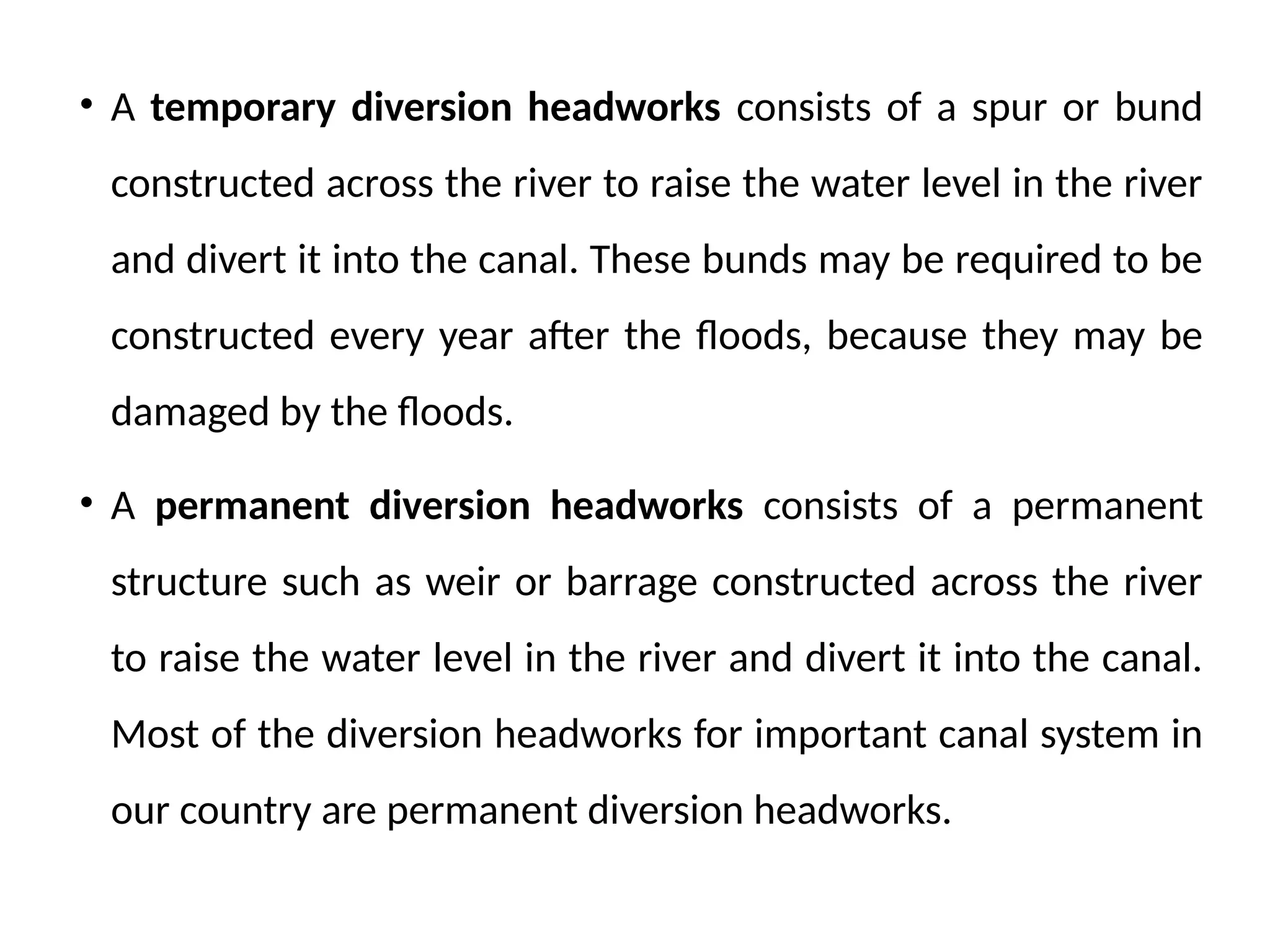 Diversion Headworks - components, functions, examples | PPT