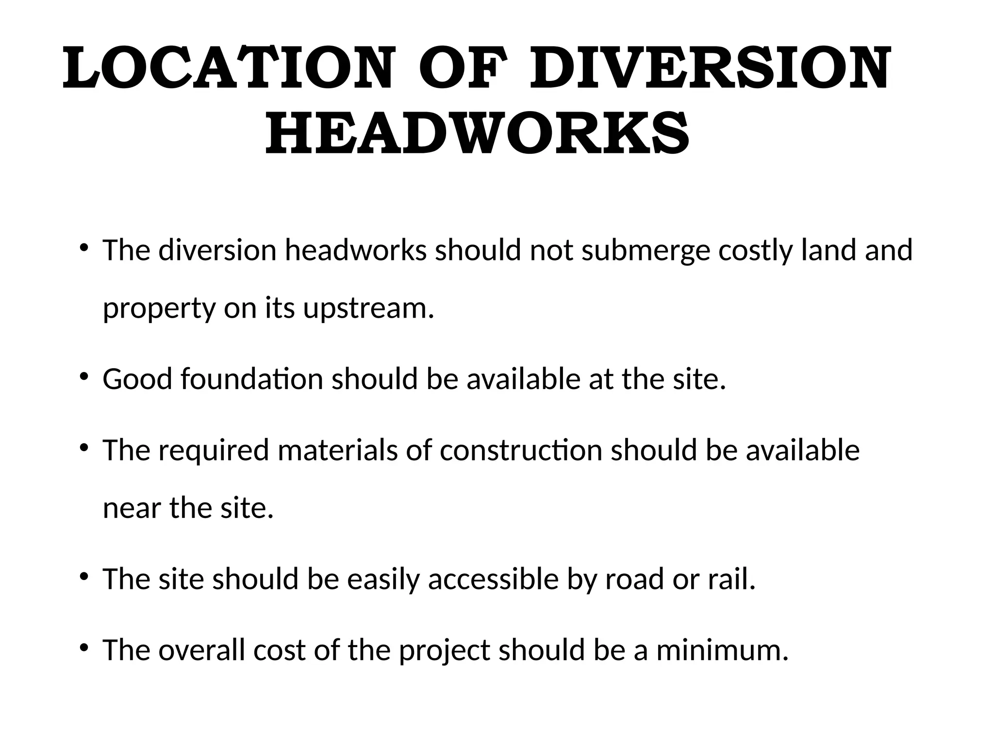 Diversion Headworks - components, functions, examples | PPT