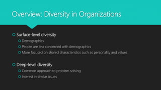 Diversity in Organizations | PPTX