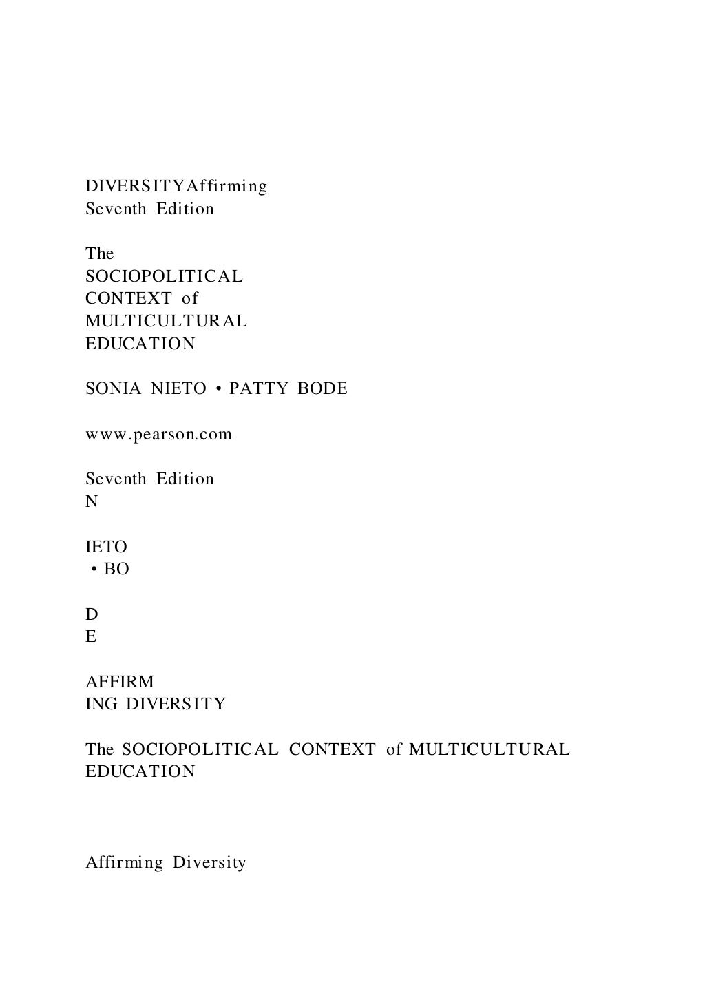 DIVERSITYAffirmingSeventh EditionTheSOCIOPOLITICALCO | DOCX