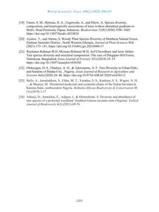 Diversity and conservation status of tree species in the NDA biological ...