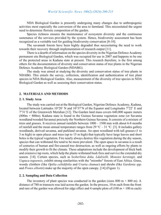 Diversity and conservation status of tree species in the NDA biological ...