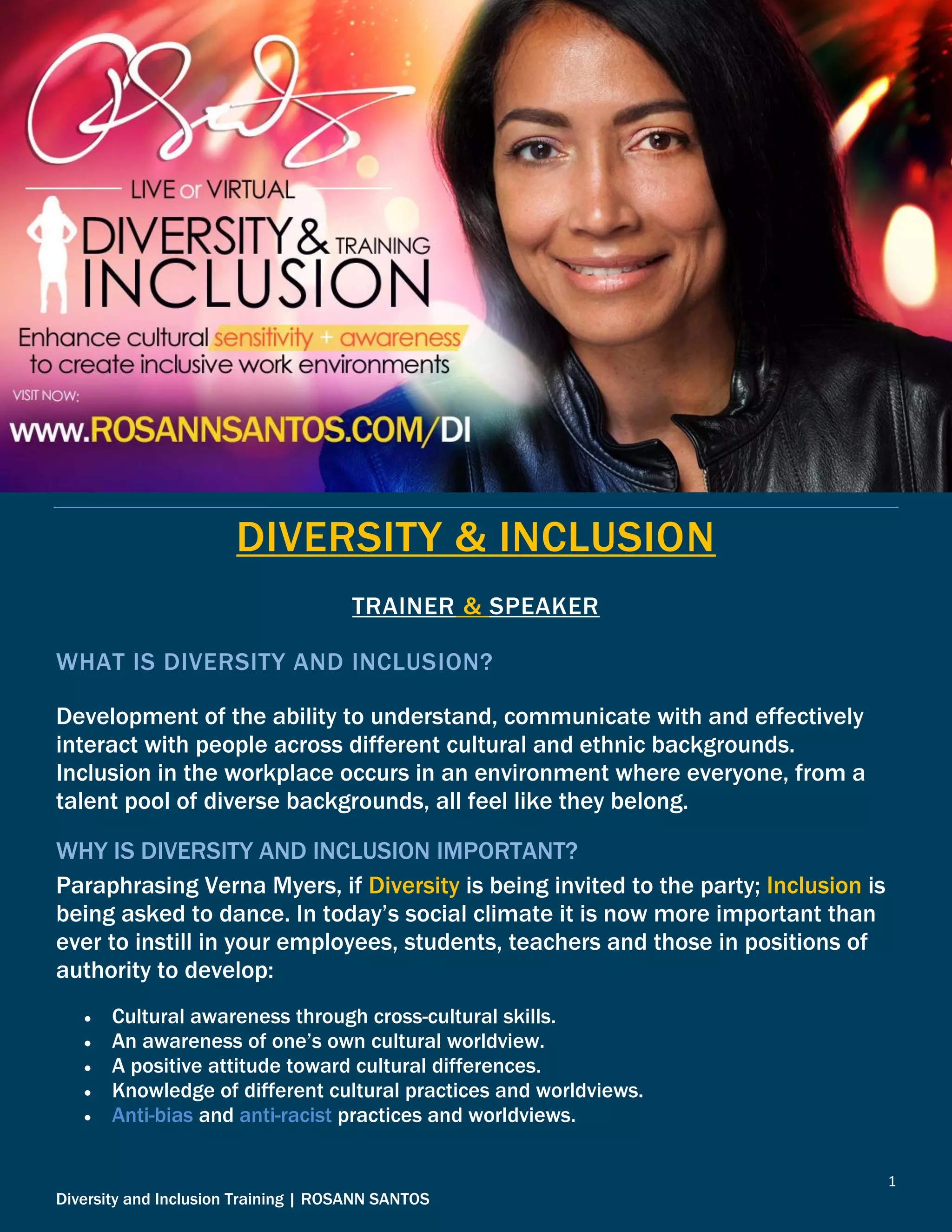 Diversity and Inclusion Training for an Inclusive Workplace | PDF