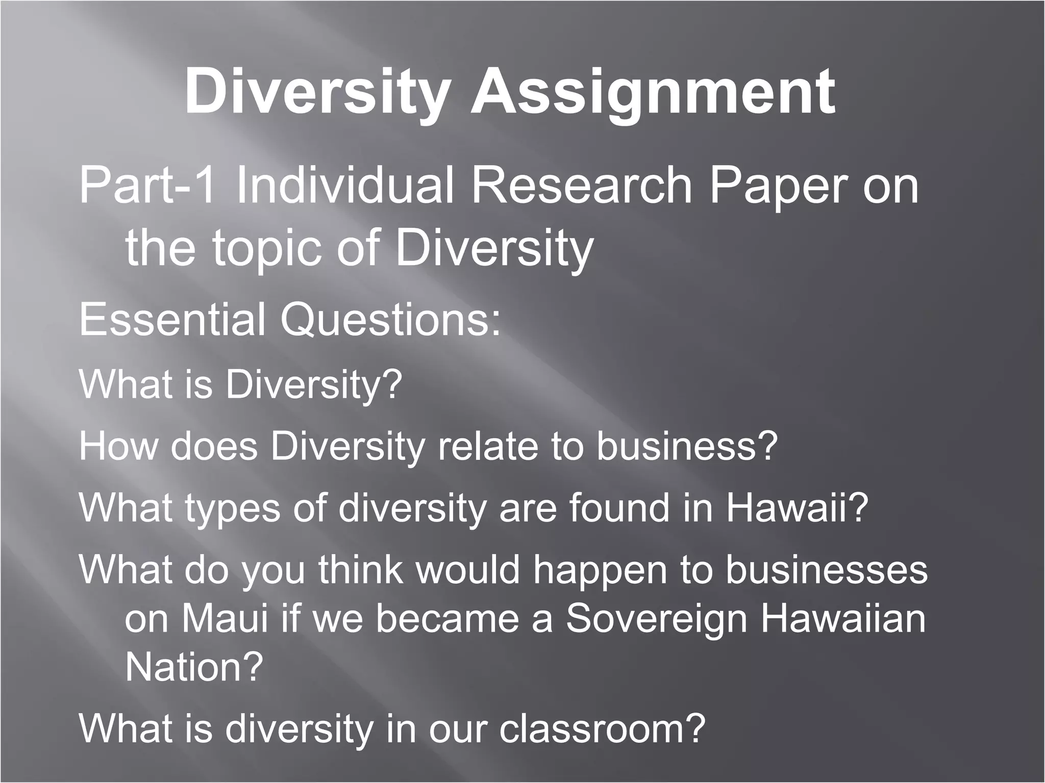 Diversity Assignment | PPT