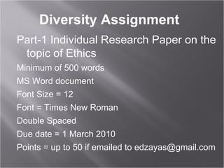 Diversity Assignment | PPT