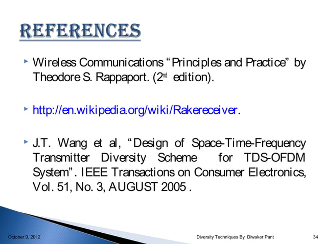 Diversity Techniques in mobile communications | PPT | Computer Networking | Computing