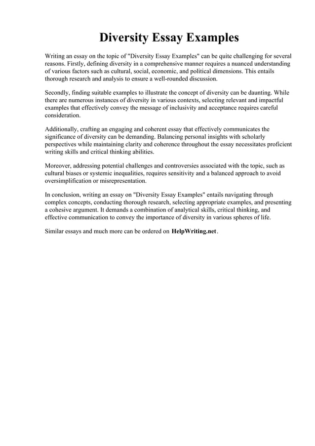 Diversity Essay Examples.pdfDiversity Essay Examples | PDF