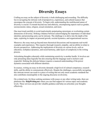 Diversity Essays | PDF