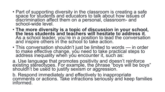 DIVERSITY IN THE CLASSROOM.pptx presents | PPTX