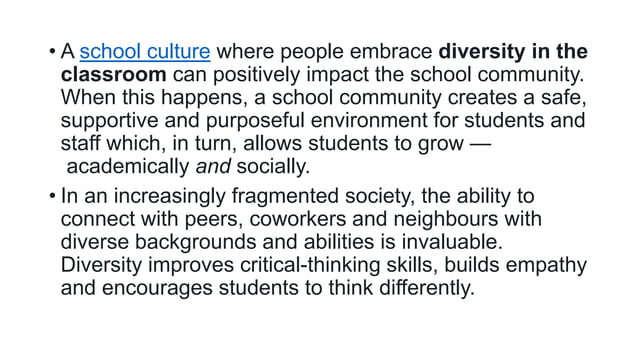 DIVERSITY IN THE CLASSROOM.pptx presents | PPTX