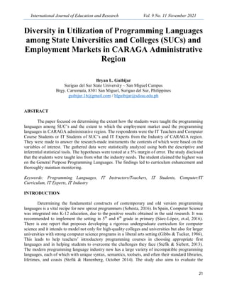 Diversity in utilization of programming languages among State ...