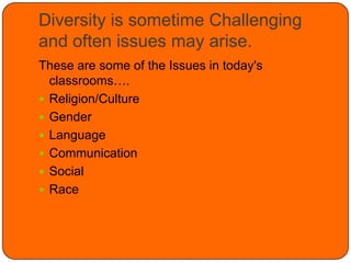 Diversity issues | PPTX | Education