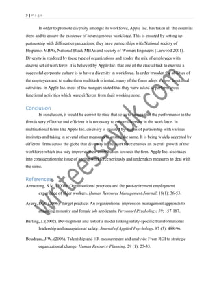 Diversity management in apple inc. | PDF