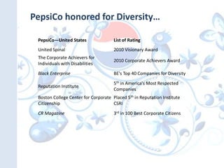 Diversity Management in Pepsi Co | PDF