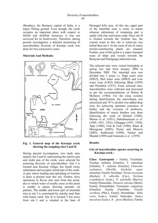 Diversity of macrobenthos in karanja creek | PDF