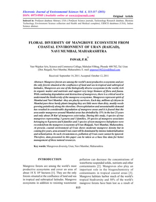 FLORAL DIVERSITY OF MANGROVE ECOSYSTEM FROM COASTAL ENVIRONMENT OF URAN ...