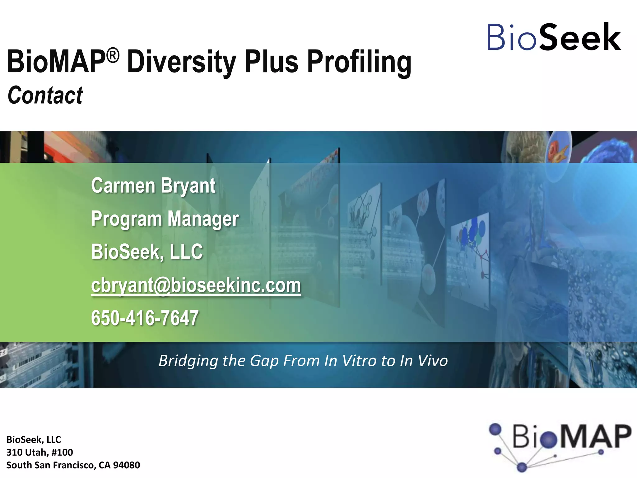 Diversity Plus Panel of BioMAP ® Systems | PPT