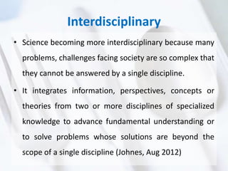 Diversity presentation on interdisciplinary education | PPTX
