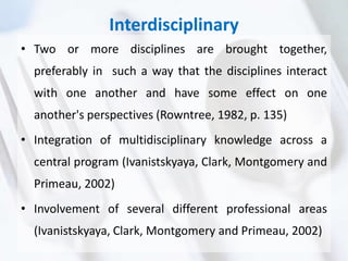 Diversity presentation on interdisciplinary education | PPTX