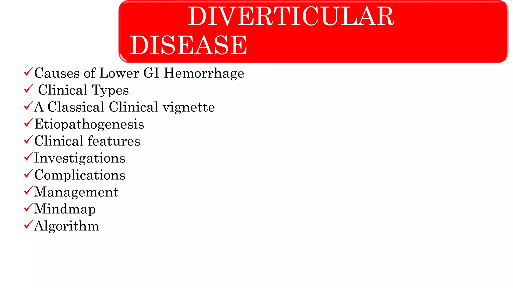 Diverticular Disease-Lower GI Hemorrhage | PPTX