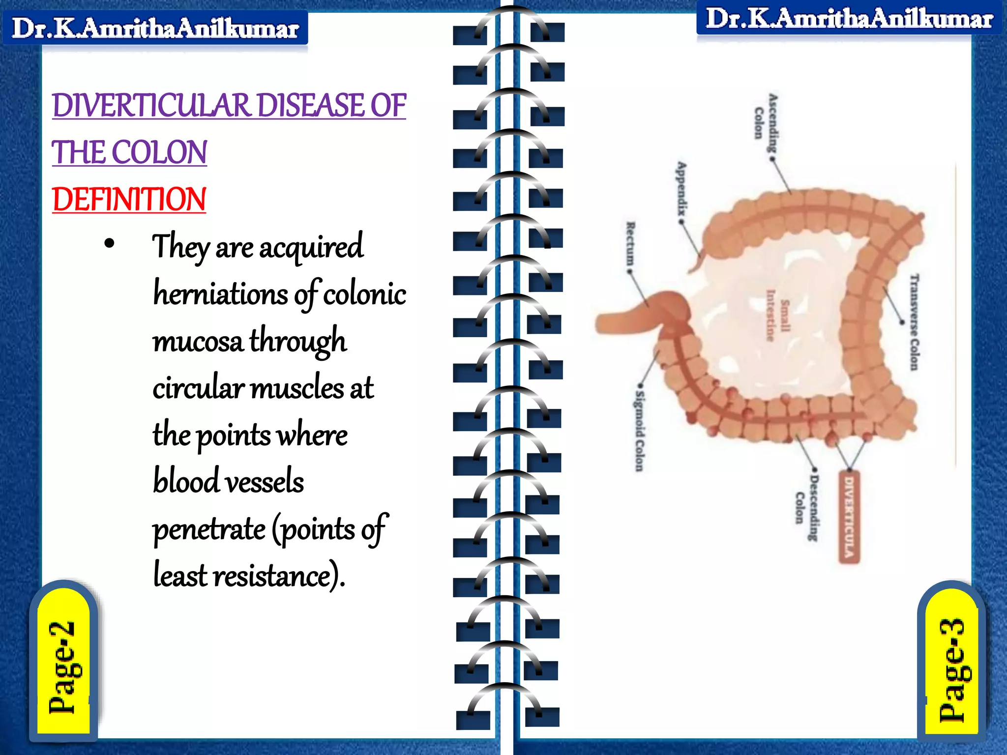 Diverticular diseases of colon by Dr.AmrithaAnilkumar | PPTX ...