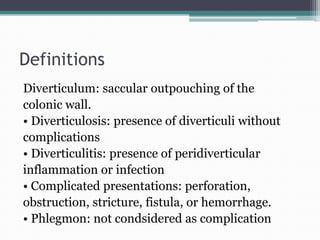 Surgical Management of Colonic Diverticulitis | PPTX